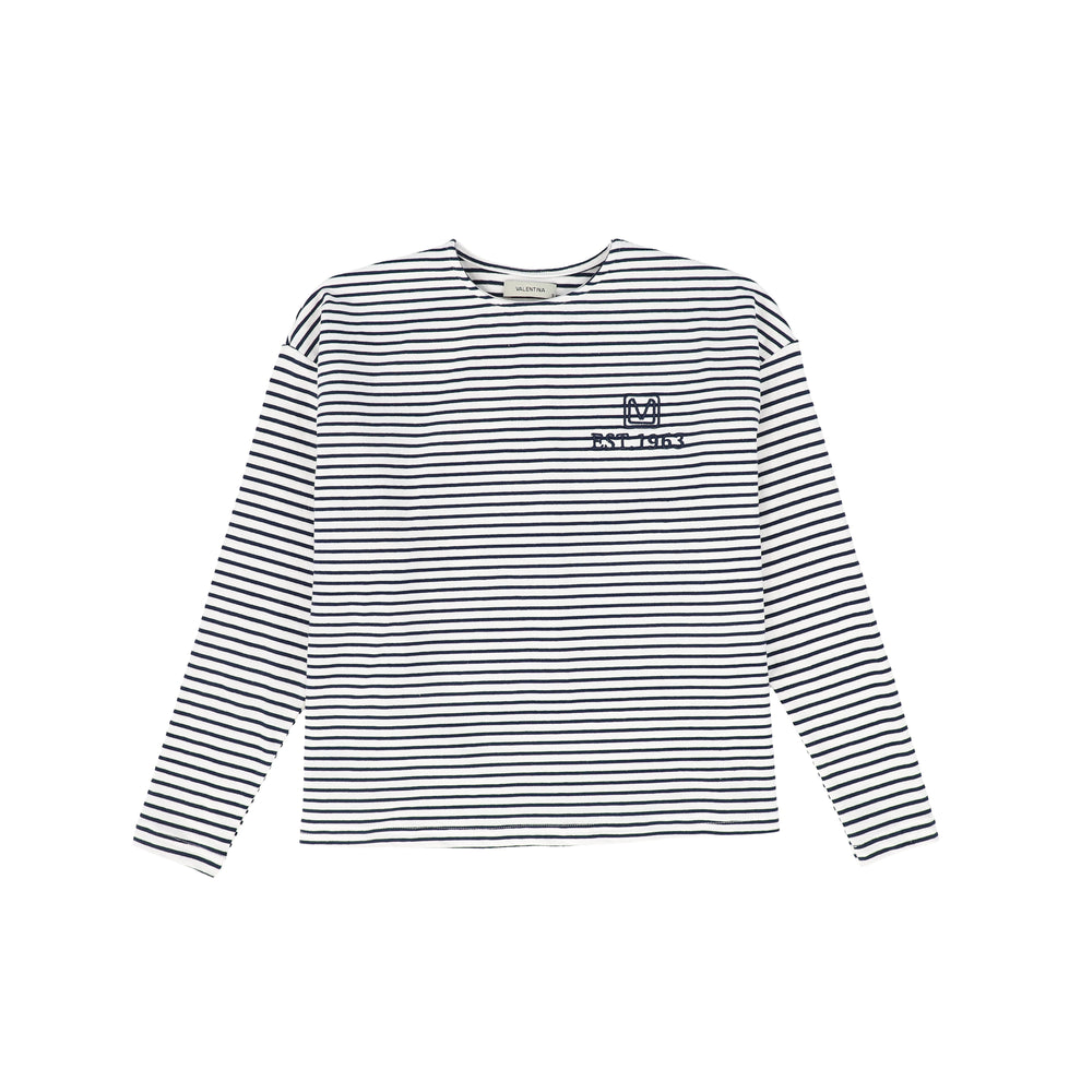 VALENTINA NAVY STRIPED LOGO T-SHIRT [FINAL SALE] – Luibelle