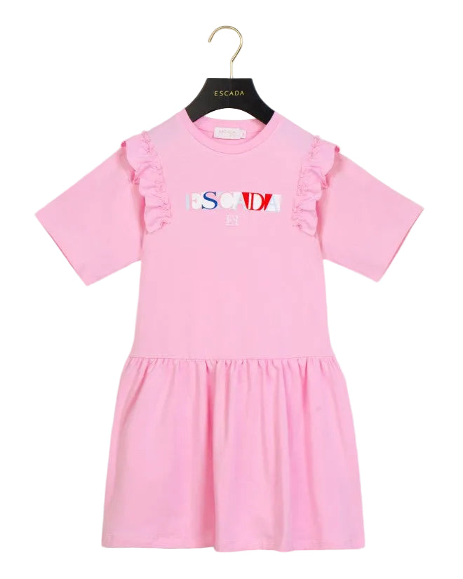 ESCADA PINK RUFFLE WORDED DRESS – Luibelle