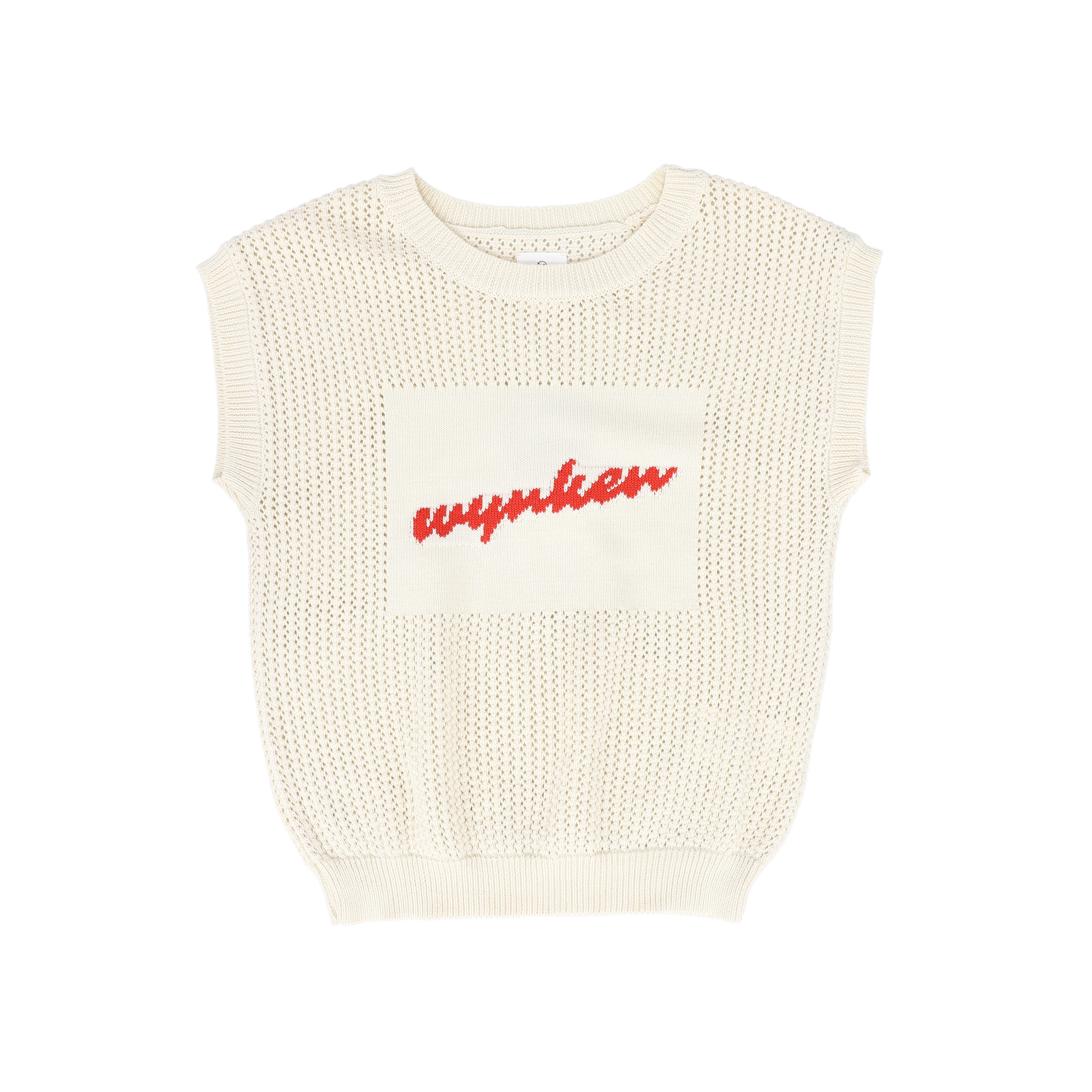 WYNKEN CREAM/RED LOGO OPEN KNIT SWEATER – Luibelle