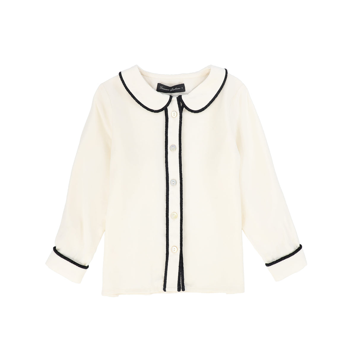 FRANCESCA GUILIANO CREAM/BLACK PIPED SILK BLOUSE [FINAL SALE] – Luibelle